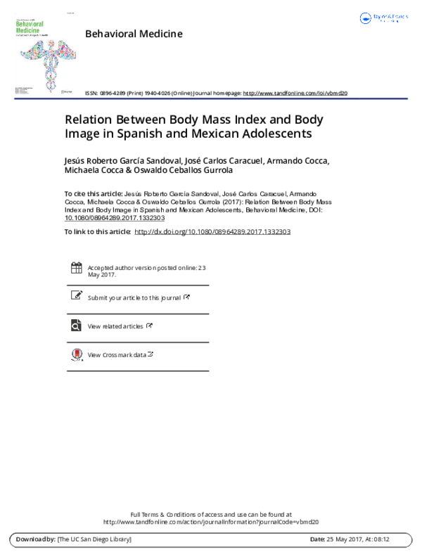 (PDF) Relation Between Body Mass Index and Body Image in Spanish and ...