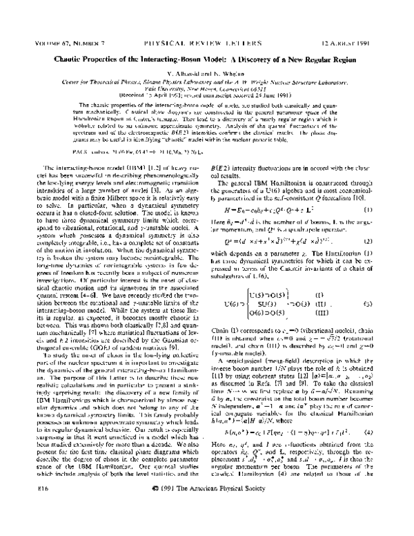 (PDF) Chaotic properties of the interacting-boson model: A discovery of ...