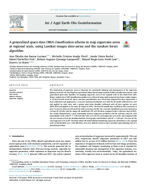 (PDF) A generalized space-time OBIA classification scheme to map sugarcane areas at regional ...