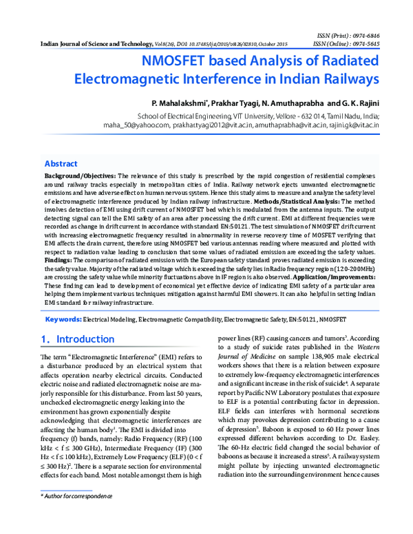 (PDF) NMOSFET based Analysis of Radiated Electromagnetic Interference in Indian Railways