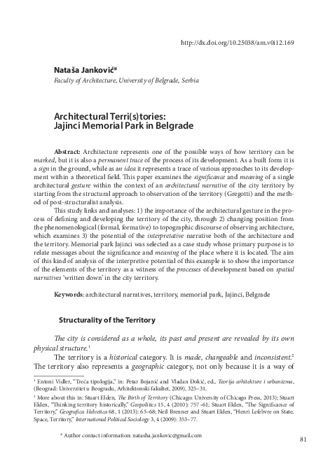 (PDF) Architectural Terri(s)tories: Jajinci Memorial Park in Belgrade