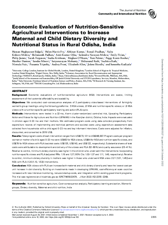 (PDF) Evaluating Nutrition-Sensitive Agriculture in Odisha