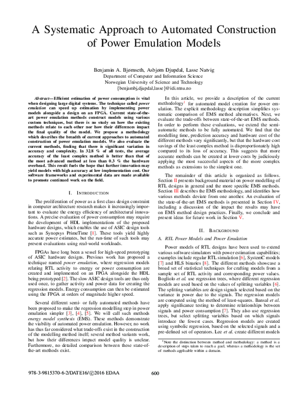 (PDF) A Systematic Approach to Automated Construction of Power Emulation Models