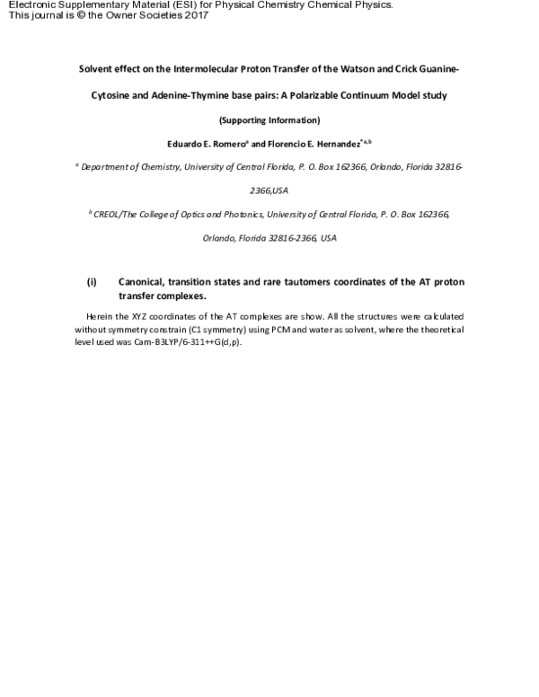 (PDF) Solvent effect on the intermolecular proton transfer of the ...