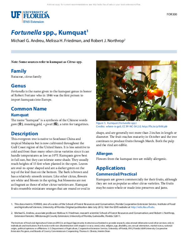 (PDF) Fortunella spp., Kumquat