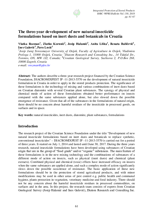 (PDF) The three-year development of new natural insecticide ...