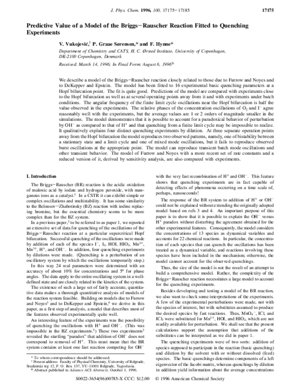 (PDF) Predictive Value of a Model of the Briggs−Rauscher Reaction ...