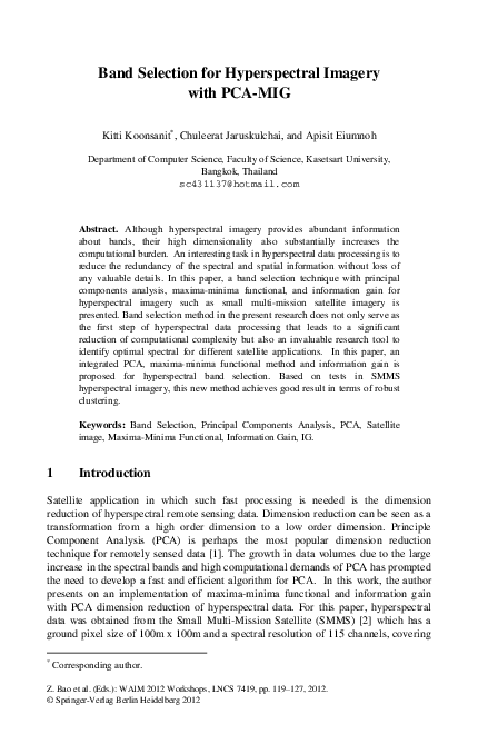 (PDF) Band Selection for Hyperspectral Imagery with PCA-MIG | Kitti Koonsanit - Academia.edu