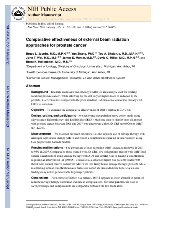 (PDF) Comparative Effectiveness of External-Beam Radiation Approaches ...