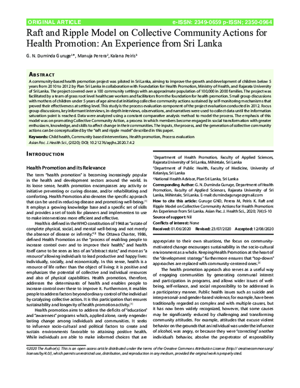 (PDF) Raft and Ripple Model on Collective Community Actions for Health ...