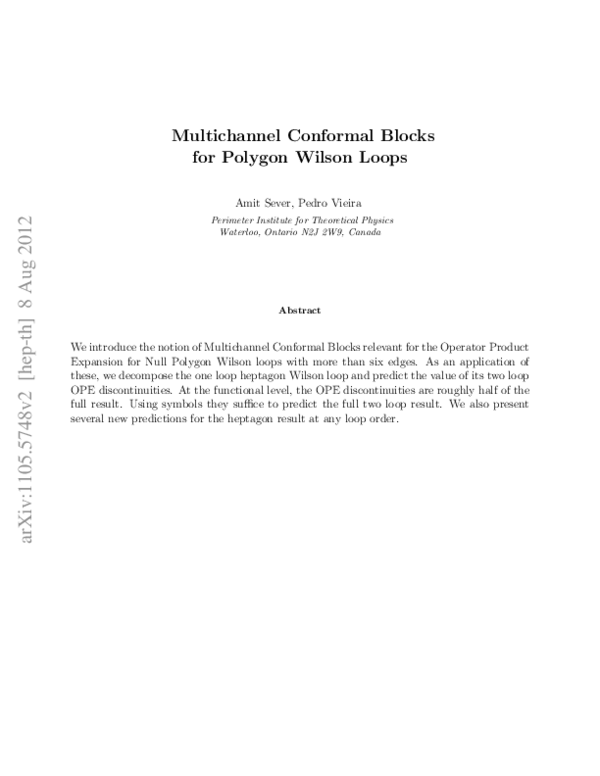 (PDF) Multichannel conformal blocks for polygon Wilson loops