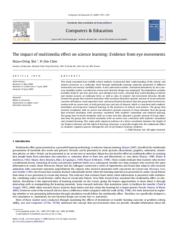 (PDF) The impact of multimedia effect on science learning: Evidence ...