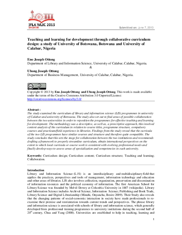 (PDF) Teaching and learning for development through collaborative ...