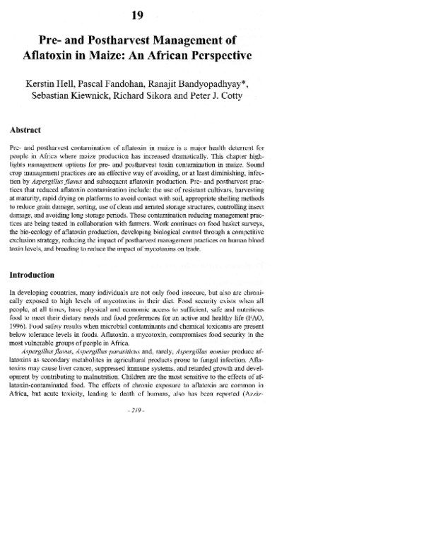 (PDF) Pre- and postharvest management of aflatoxin in maize: an African ...