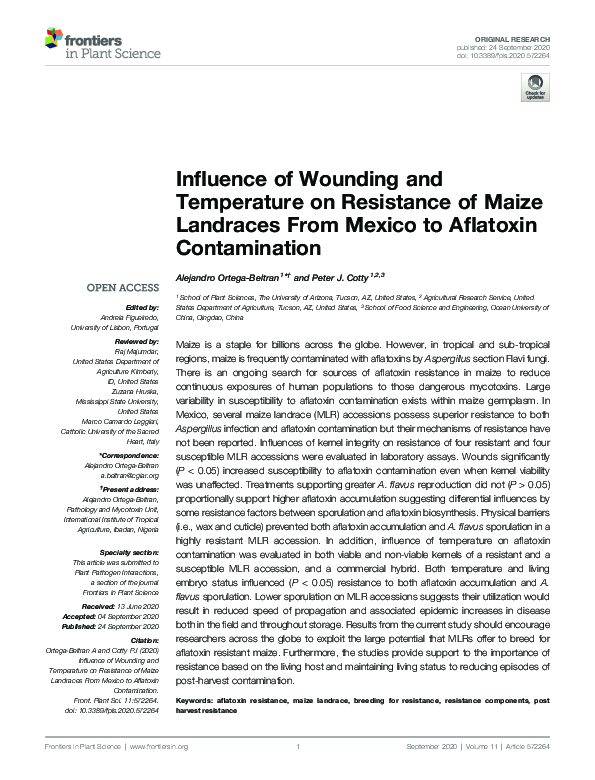 (PDF) Influence of Wounding and Temperature on Resistance of Maize ...