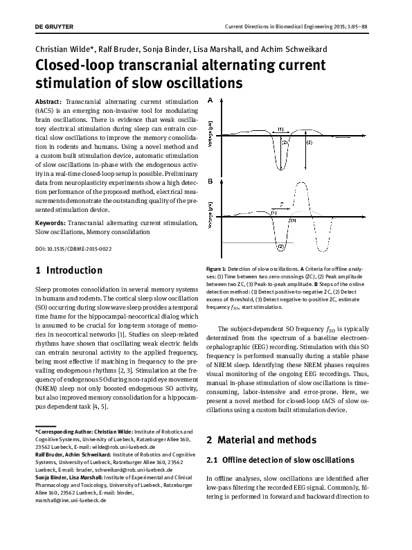 (PDF) Closed-Loop tACS for Modulating Slow Oscillations in Sleep