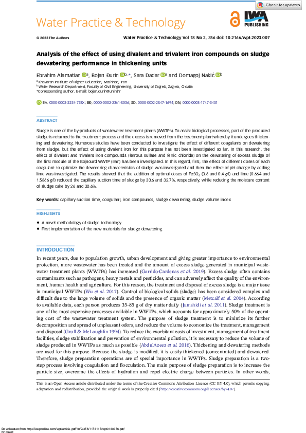 Pdf Analysis Of The Effect Of Using Divalent And Trivalent Iron Compounds On Sludge Dewatering