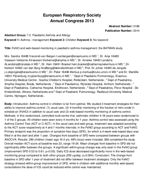(PDF) FeNO and web-based monitoring in paediatric asthma managemant ...