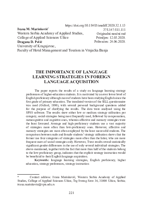(PDF) The Importance of Language Learning Strategies in Foreign ...