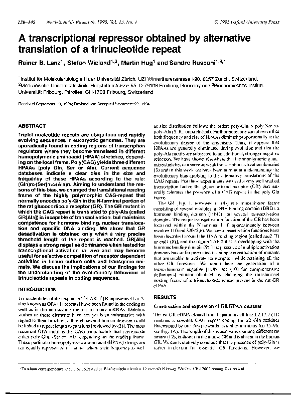 (PDF) A transcriptional repressor obtained by alternative translation ...