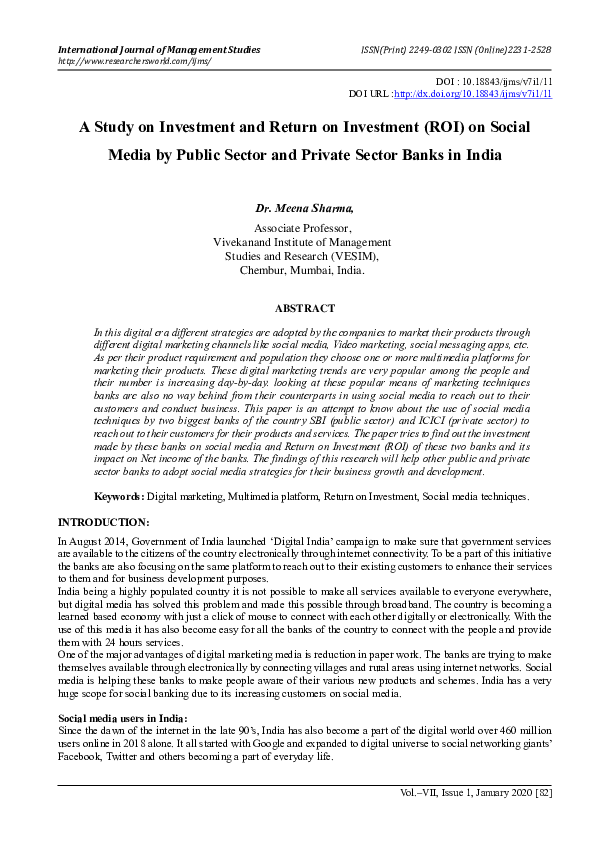 (PDF) A Study on Investment and Return on Investment (ROI) on Social ...