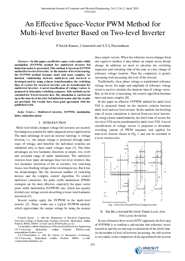 (PDF) An Effective Space-Vector PWM Method for Multi-level Inverter ...