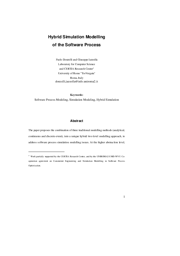 (PDF) Hybrid simulation modelling of the software process