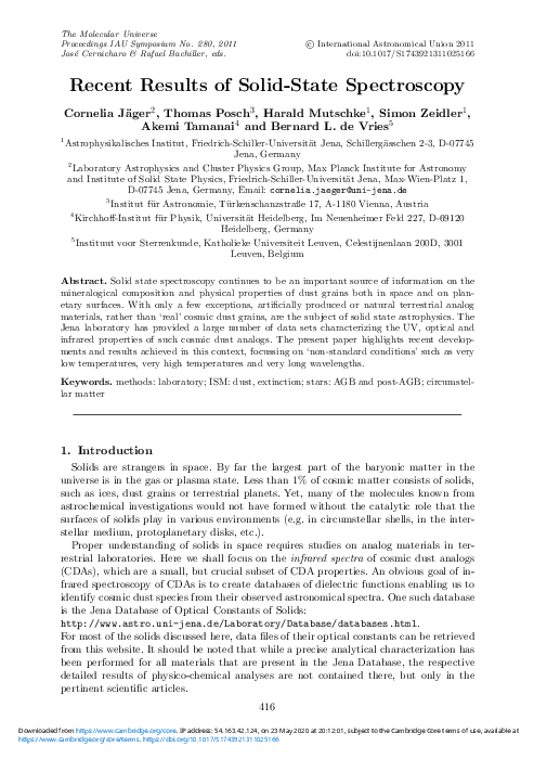 (PDF) Recent Results of Solid-State Spectroscopy