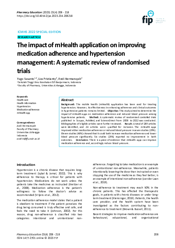 (PDF) The impact of mHealth application on improving medication ...