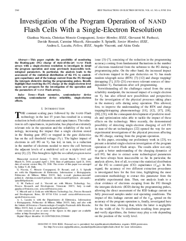 (PDF) Investigation of the Program Operation of NAND Flash Cells With a ...