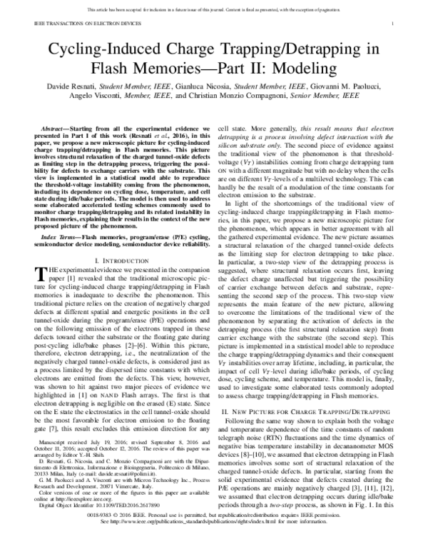 (PDF) Modeling Charge Trapping in Flash Memories