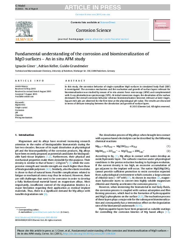 (PDF) Fundamental understanding of the corrosion and biomineralization ...