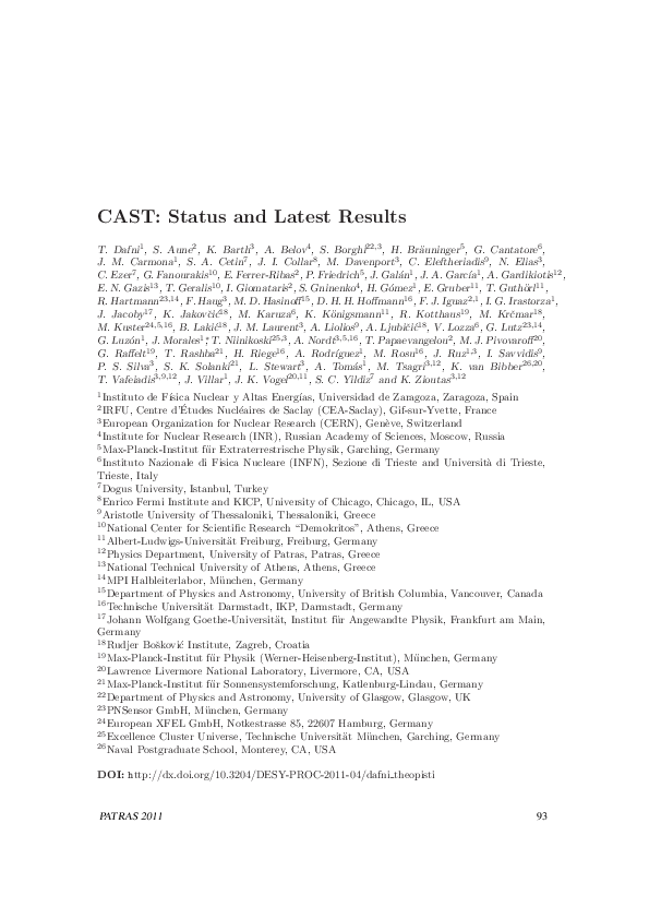 (PDF) CAST: Status and latest results