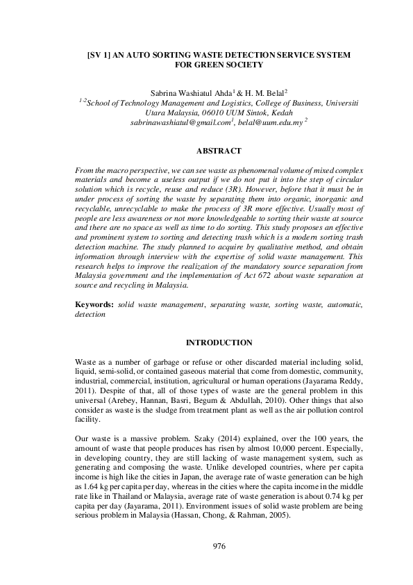 (PDF) An auto sorting waste detection service system for green society