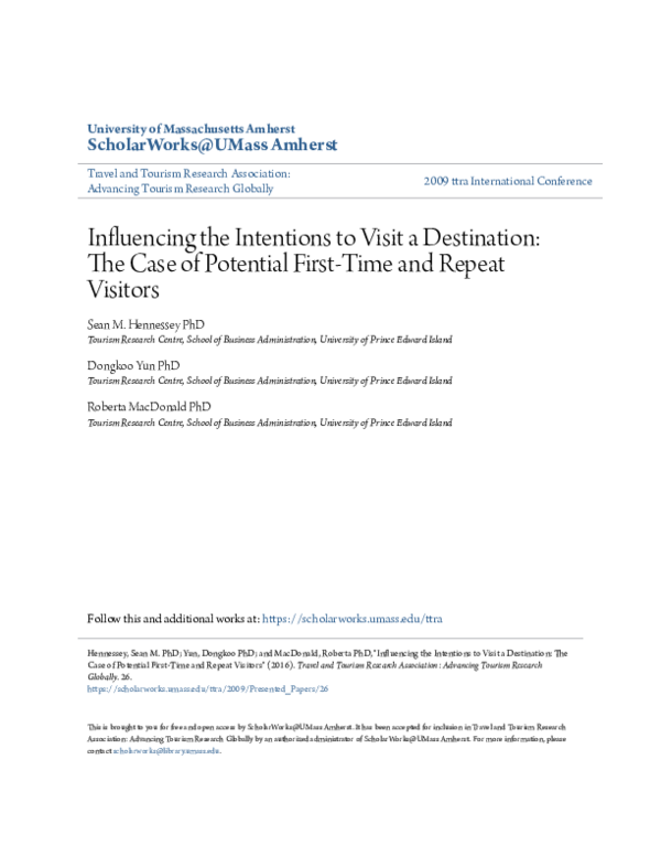 (PDF) Influencing the Intentions to Visit a Destination: The Case of ...