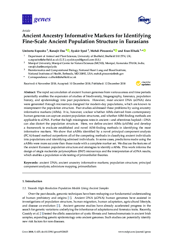 (PDF) Ancient Ancestry Informative Markers for Identifying Fine-Scale ...