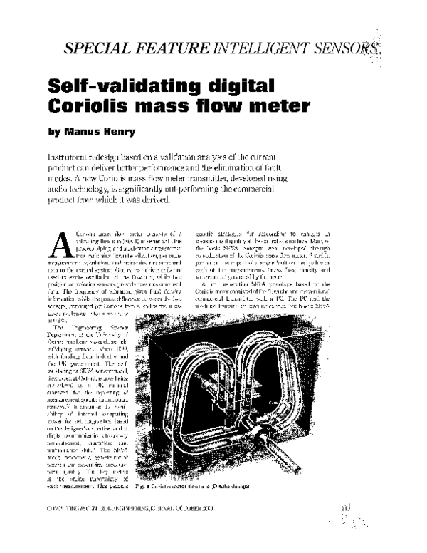 (PDF) Self-validating digital Coriolis mass flow meter