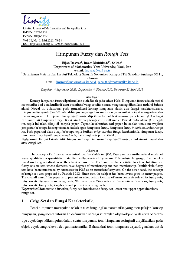 (PDF) Himpunan Fuzzy dan Rough Sets