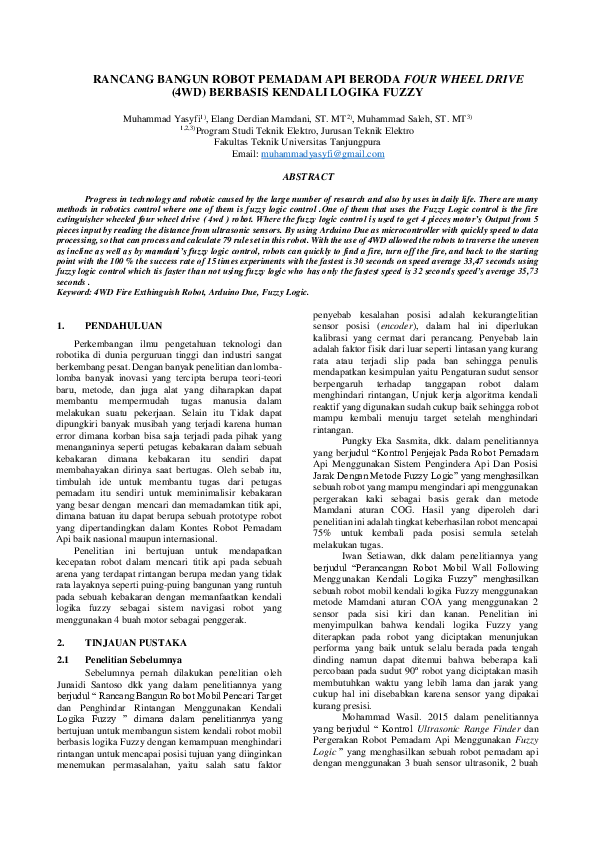 (PDF) Rancang Bangun Robot Pemadam Api Beroda Four Wheel Drive (4wd ...