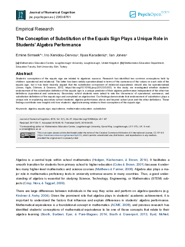 (PDF) Role of Substitution Concept in Algebra Success