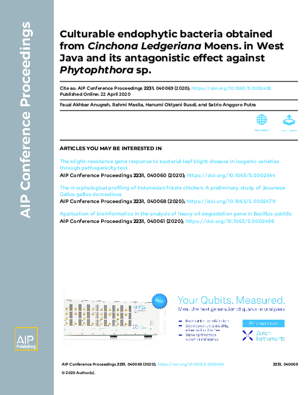(PDF) Culturable endophytic bacteria obtained from Cinchona Ledgeriana ...