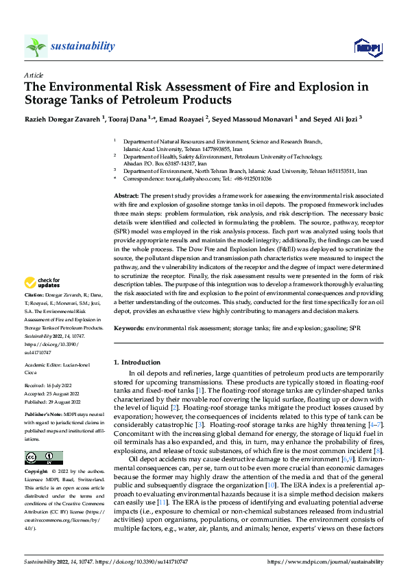 (PDF) The Environmental Risk Assessment of Fire and Explosion in ...