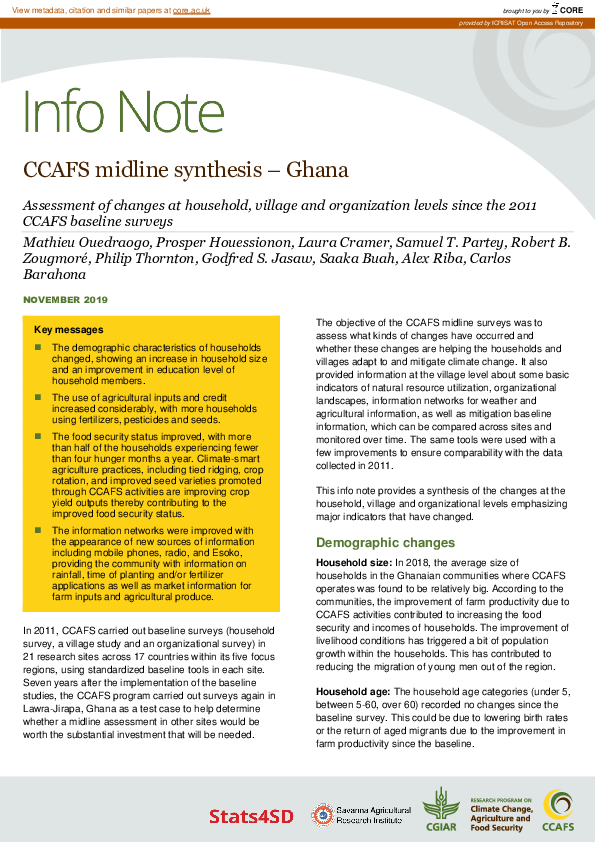 (PDF) CCAFS midline synthesis – Ghana. Assessment of changes at ...