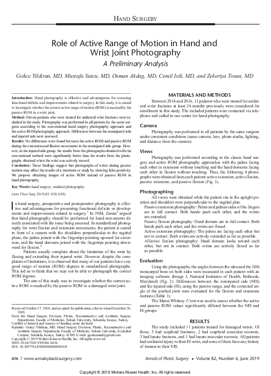 (PDF) Role of Active Range of Motion in Hand and Wrist Joint Photography