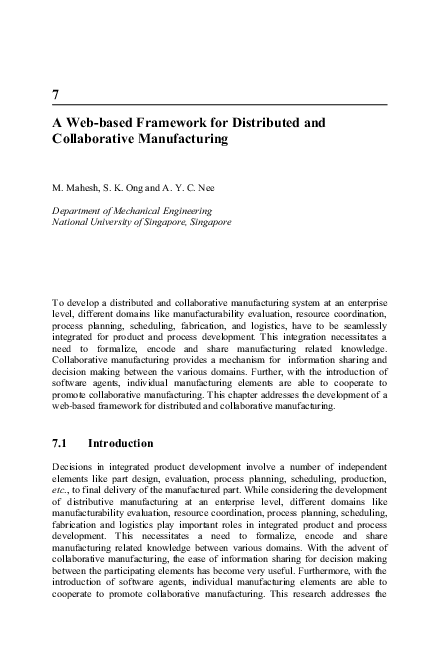 (PDF) A Web-based Framework for Distributed and Collaborative Manufacturing