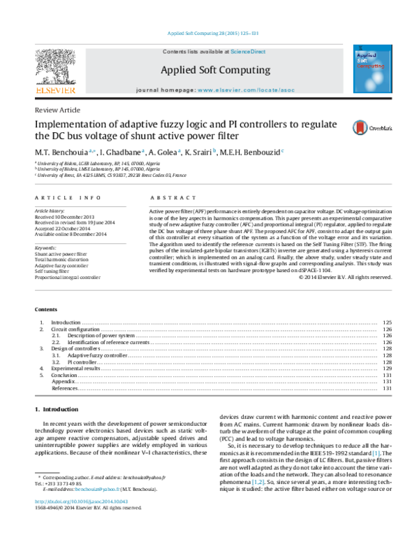 Pdf Implementation Of Adaptive Fuzzy Logic And Pi Controllers To