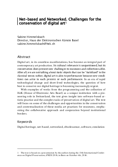 (PDF) Conserving Digital Art: Challenges & Strategies