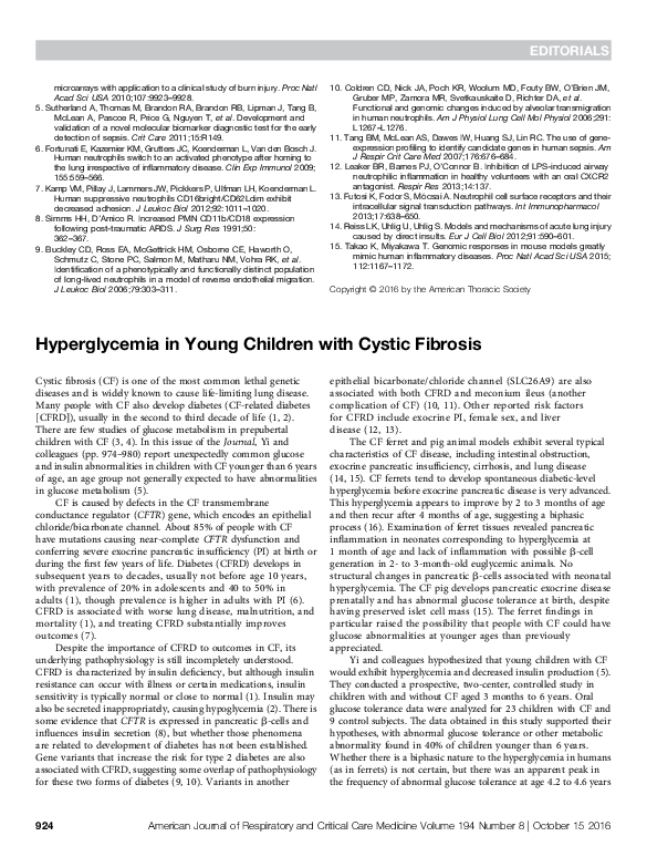 (PDF) Hyperglycemia in Young Children with Cystic Fibrosis