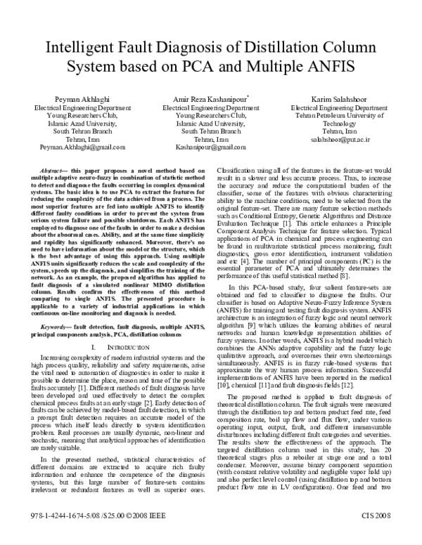 (PDF) Intelligent fault diagnosis of distillation column system based ...