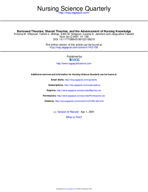 (PDF) Borrowed Theories, Shared Theories, and the Advancement of ...